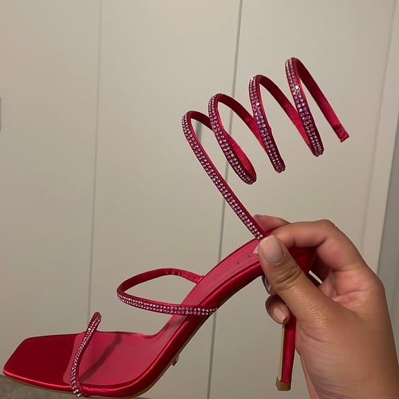 Billini | Shoes | Hot Pink Satin Ankle Wrap Heels | Poshmark